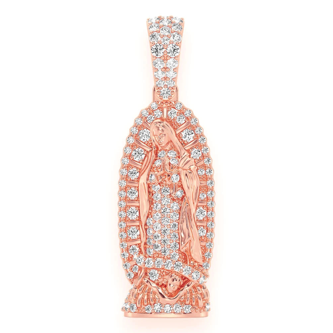 0.65ct Diamond Virgin De Guadalupe Pendant 14K Solid Gold | Erkals ...